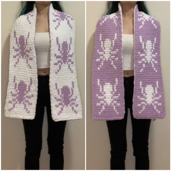 Hand Crafted | Accessories | Handknit Lavender White Spider Chunky ...